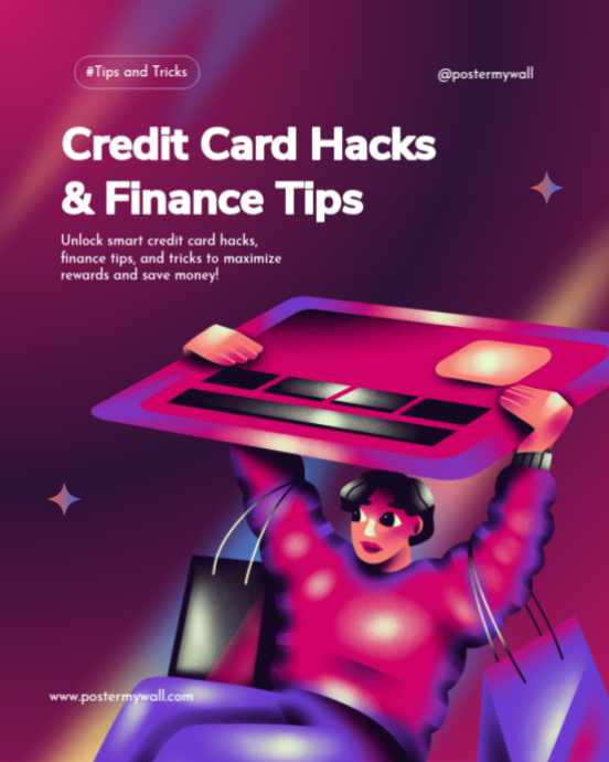 Plantilla de Purple Gradien Credit Card Hacks & Finance Tips Instagram Portrait | PosterMyWall
