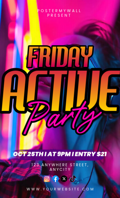 Plantilla de Purple Gradien Friday Active Party Legal As | PosterMyWall