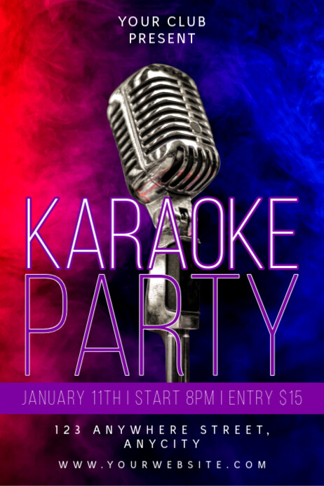 Purple Gradien Karaoke Party Poster Template | PosterMyWall