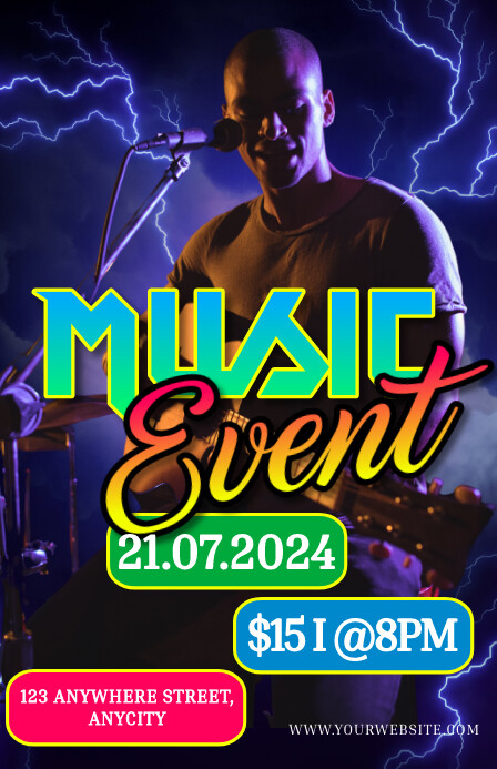 Purple Gradien Music Event Tabloid Template | PosterMyWall