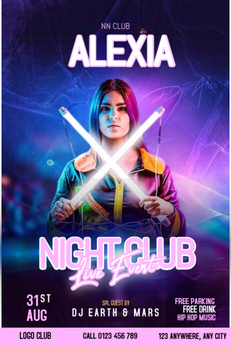 Purple Gradien Night Club Poster Template | PosterMyWall