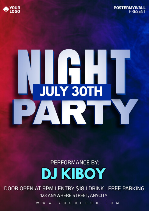 Copy of Purple Gradien Night Party A4 | PosterMyWall