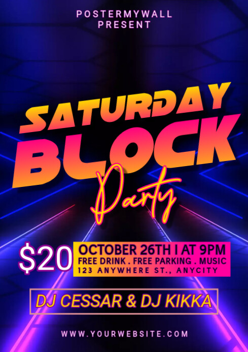 Copy of Purple Gradien Saturday Block Party A2 | PosterMyWall