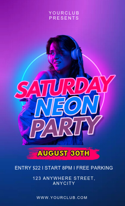Purple Gradien Saturday Neon Party Legal As Template | PosterMyWall