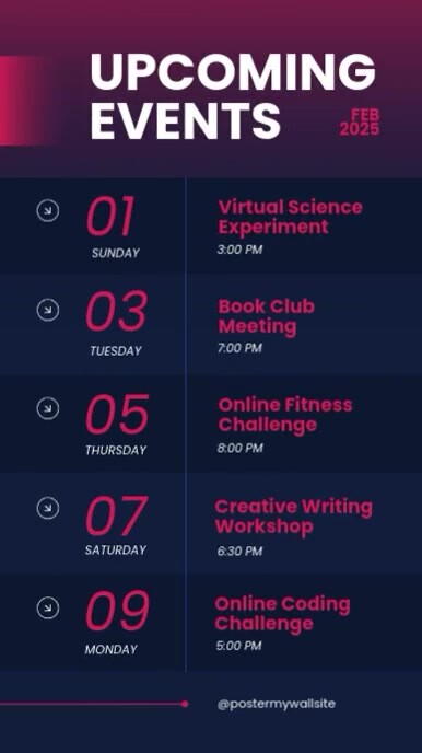 Purple Gradien Upcoming Events Schedule Reel Instagram Template ...