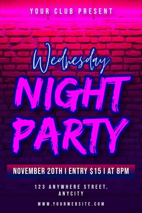 Copy of Purple Gradien Wednesday Night Party Poster | PosterMyWall