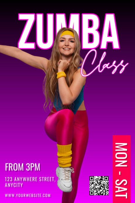 Purple Gradien Zumba Classes Poster Template | PosterMyWall