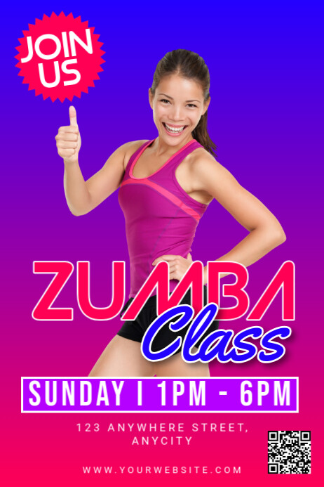 Purple Gradien Zumba Classes Poster Templat | PosterMyWall