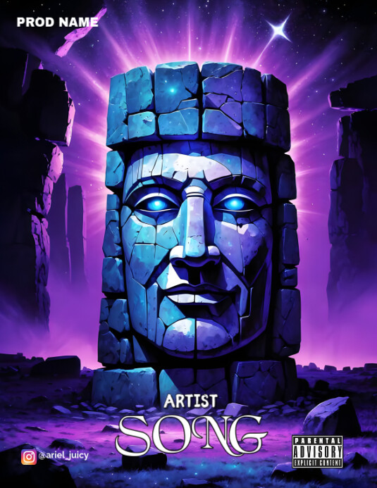 Purple Gradient Album Music Song Cover Flyer (us Letter) Templat ...