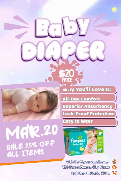 Plantilla de Baby Diaper Sale Pósters | PosterMyWall