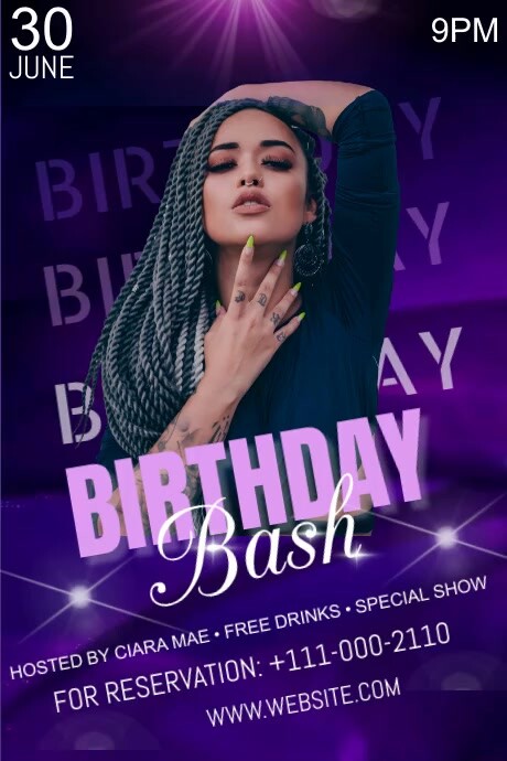 Plantilla de Purple Gradient Birthday Bash Poster | PosterMyWall