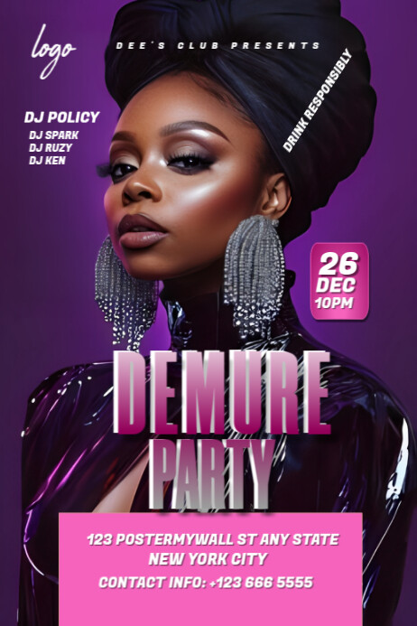 Purple Gradient Blue Background Gradient Demure Party Poster Template ...