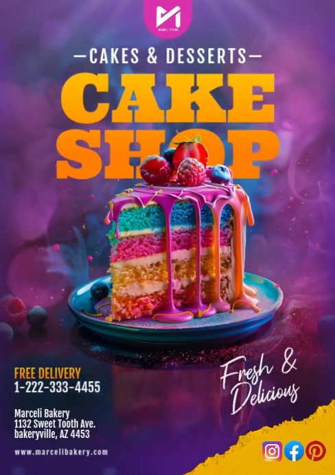 Copy of Photographic Colorful Cake Shop Video Flyer | PosterMyWall