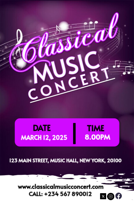Purple Gradient Classical Music Concert Template Poster | PosterMyWall