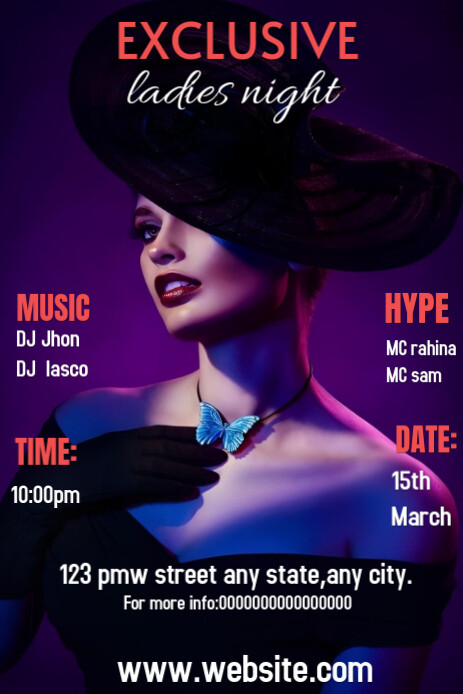 Purple Gradient Exclusive Ladies Night Pinterest Graphic Template ...
