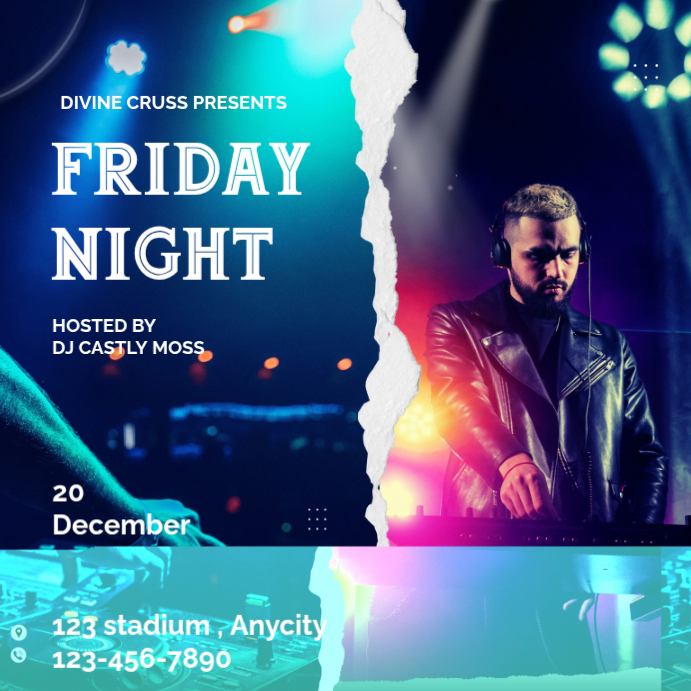 Purple Gradient Friday Night Instagram Post Template | PosterMyWall