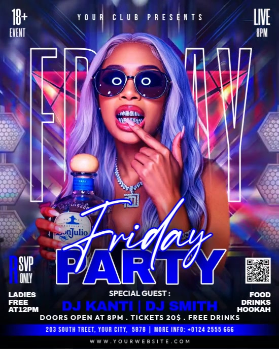 Purple Gradient Friday Party Instagram Portrait Template | PosterMyWall