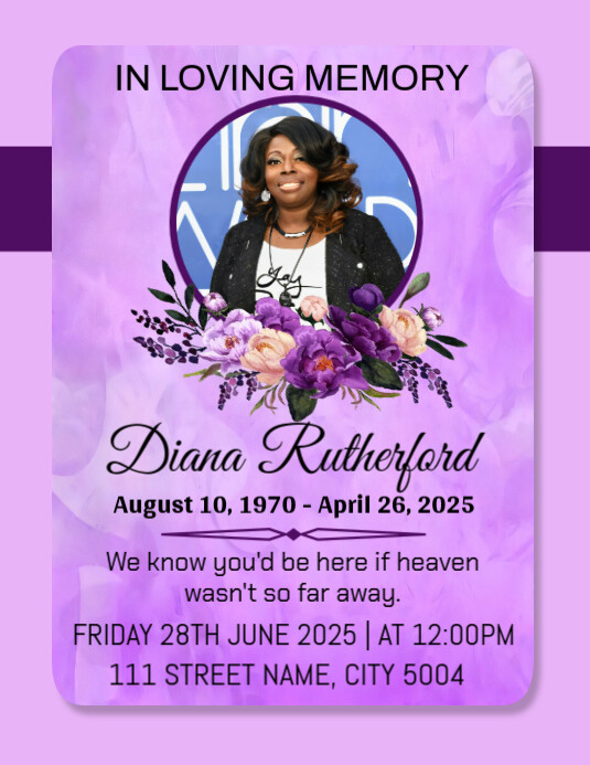 Purple Gradient Funeral Announcements Flyer (us Letter) Templat ...