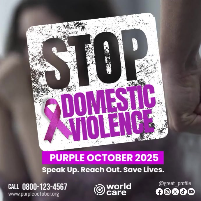 Copy of Purple Gradient Grunge Stop Domestic Violence Awareness Video ...