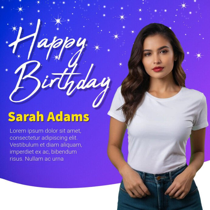 Purple Gradient Happy Birthday Instagram Post Template | PosterMyWall