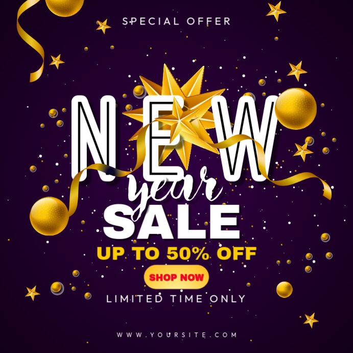 Copy of Purple Gradient Happy New Year Sale 2025 Design Instagram Post ...