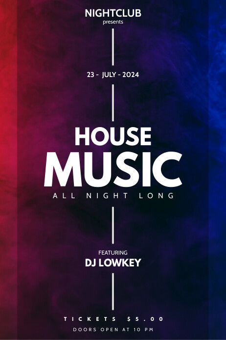 Modèle Purple Gradient House Music Poster | PosterMyWall