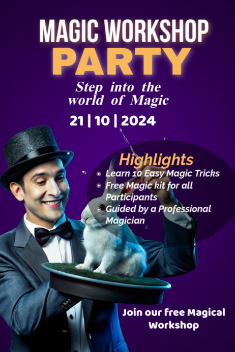 Copy of Purple Gradient Magic Workshop Party Poster | PosterMyWall