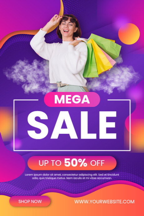Purple Gradient Mega Sale Discount Poster Template | PosterMyWall