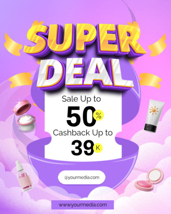 Purple Gradient Modern Discount Promotion Template | PosterMyWall