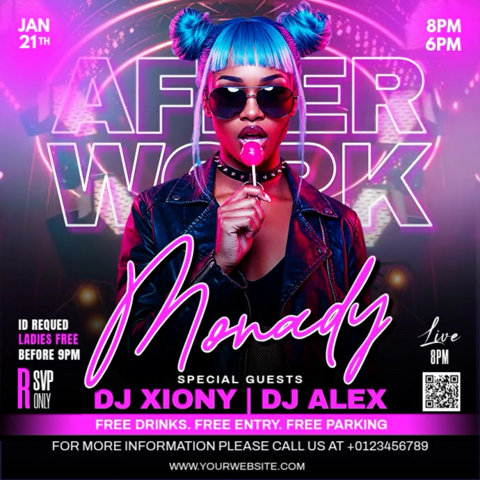 Purple Gradient Monady Night Party Square Template | PosterMyWall