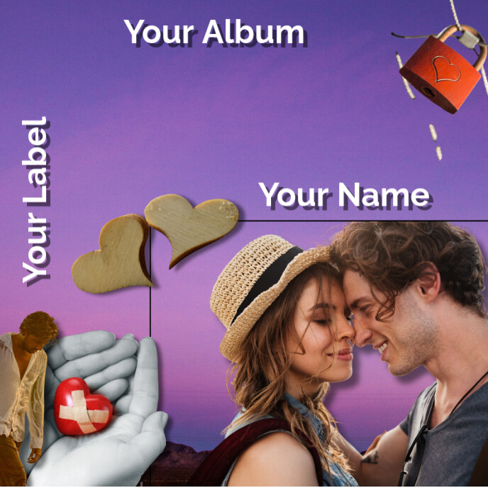Purple Gradient Sampul Album Musik Rock Desain Sepasang Kekasih ...