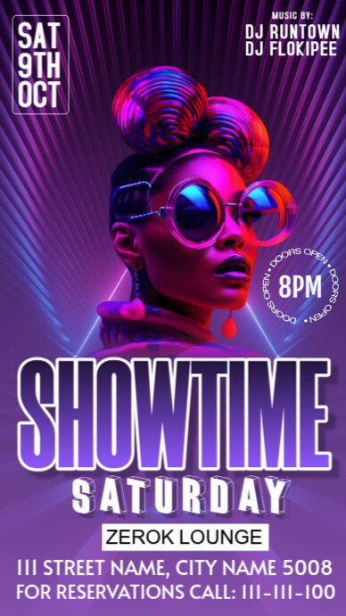 Plantilla de Purple Gradient Showtime Saturday Night Party Instagram Story | PosterMyWall