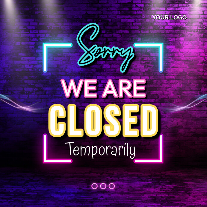 Purple Gradient Sorry We're Closed Notice Ann Template | PosterMyWall
