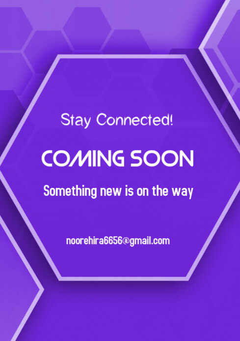 Purple Gradient Stay Connected Coming Soon Announcement A4 Template ...