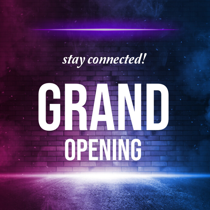 Plantilla de Purple Gradient Stay Connected Grand Opening | PosterMyWall