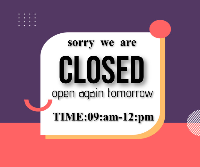Purple Gradient Temporary Closed Notice Templ Template | PosterMyWall