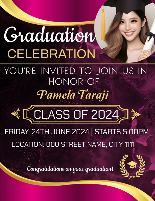 Purple Graduation Celebration Flyer (us Let Template | PosterMyWall