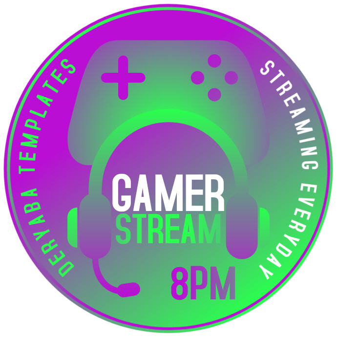 Purple Green Gamer Gamepad Headphones Logo Template | PosterMyWall