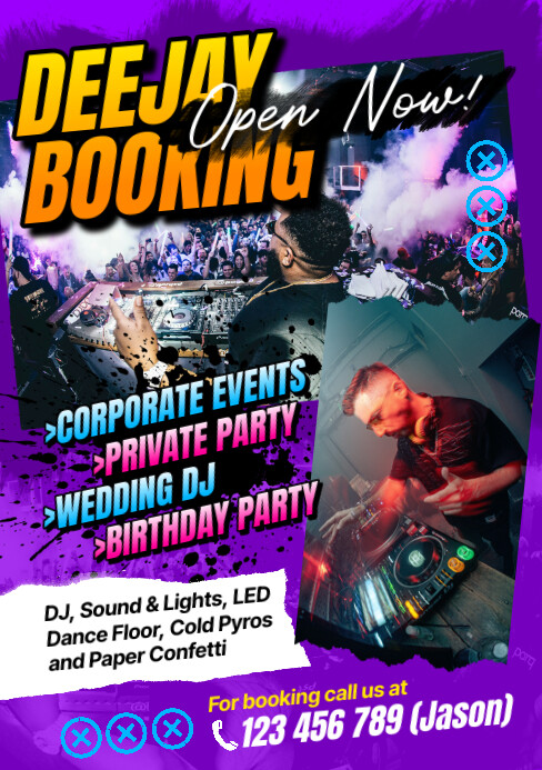 purple Grunge Dj Booking A5 Template | PosterMyWall