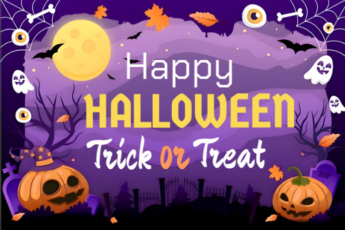 Plantilla de Purple Grunge Happy Halloween Poster | PosterMyWall