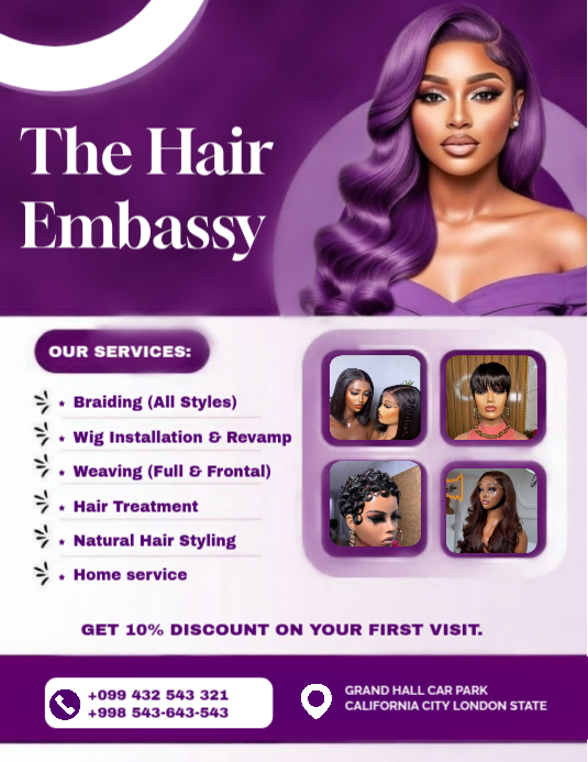 Purple Hair Salon Services Flyer Template | PosterMyWall