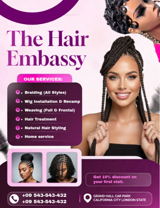 Purple Hair Salon Services Flyer Template | PosterMyWall