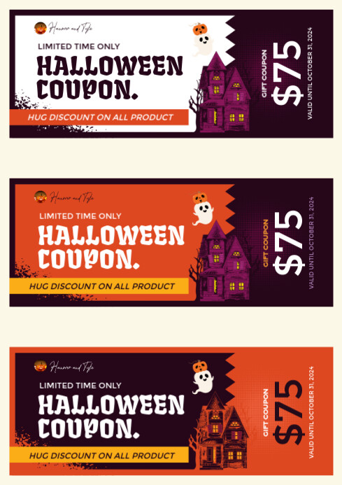 Plantilla de Purple Halloween Coupon A4 | PosterMyWall