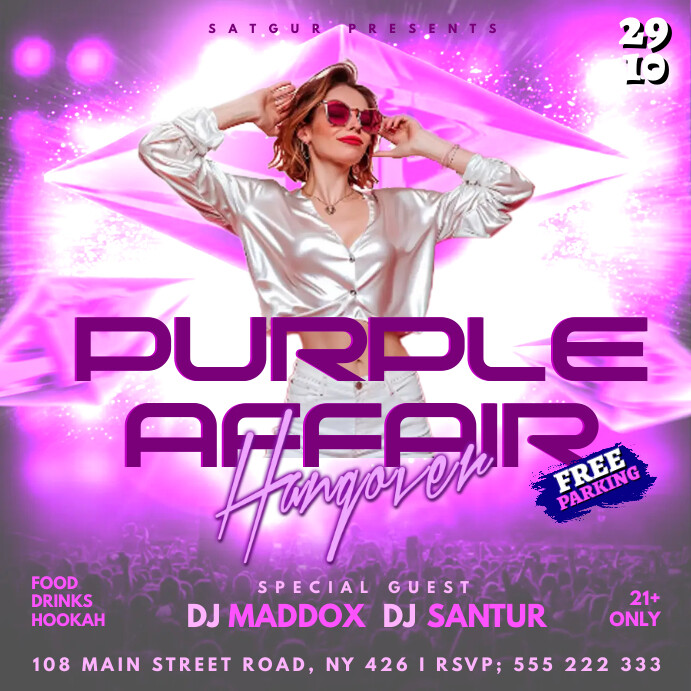 Copy of purple hangover party | PosterMyWall