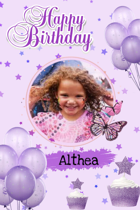 Purple Happy Birthday Poster templaat | PosterMyWall