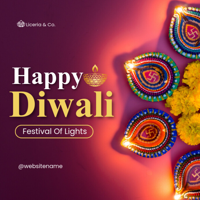 Purple Happy Diwali Instagram Post Template | PosterMyWall