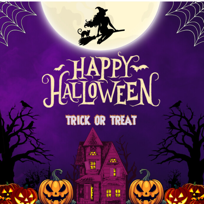 Purple Happy Halloween Instagram Post Templat | PosterMyWall