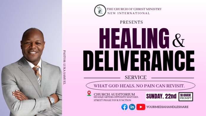 Purple Healing and Deliverance Service Twitter Post Template | PosterMyWall