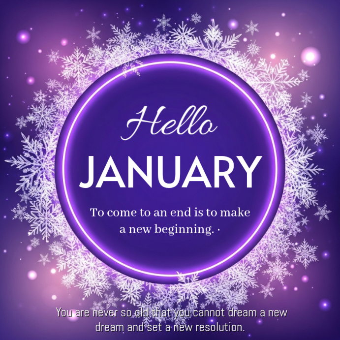 Purple Hello January Instagram Post Template | PosterMyWall