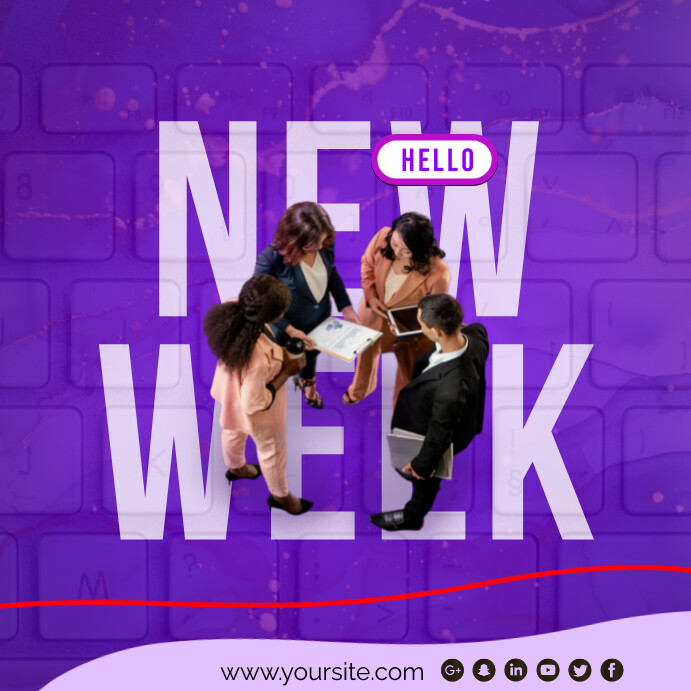 Modèle Purple Hello New Week Instagram Post | PosterMyWall